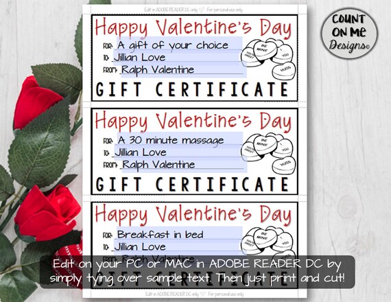 Free Printable Valentines Gift Certificates Printable Valentine's Day ...