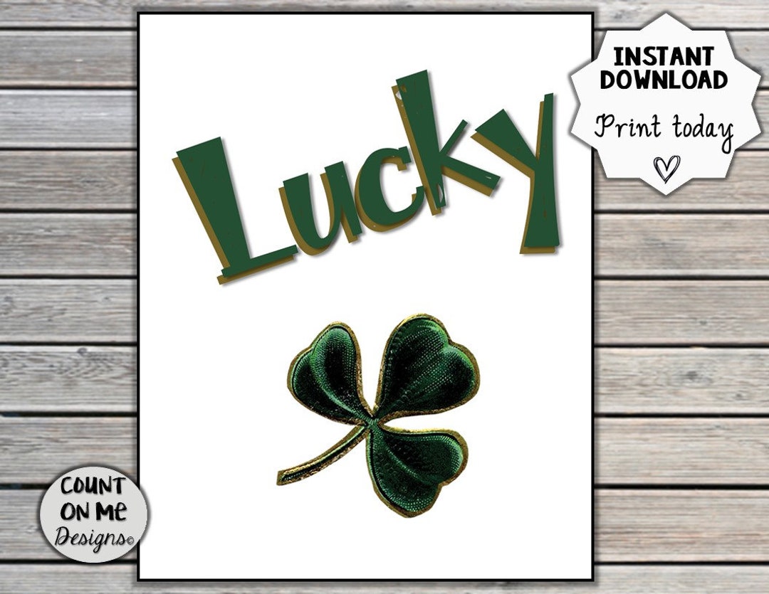St Patricks Day - LUCKY - Printable Wall Art - Etsy