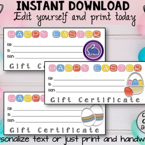 Printable Easter Gift Certificates - Etsy