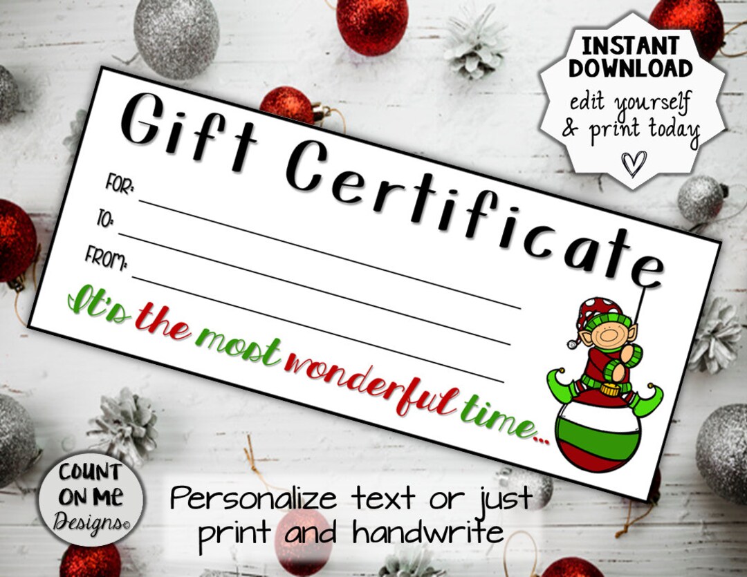 Printable Christmas Elf Gift Certificate - Etsy