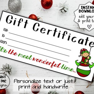 Printable Christmas Elf Gift Certificate - Etsy