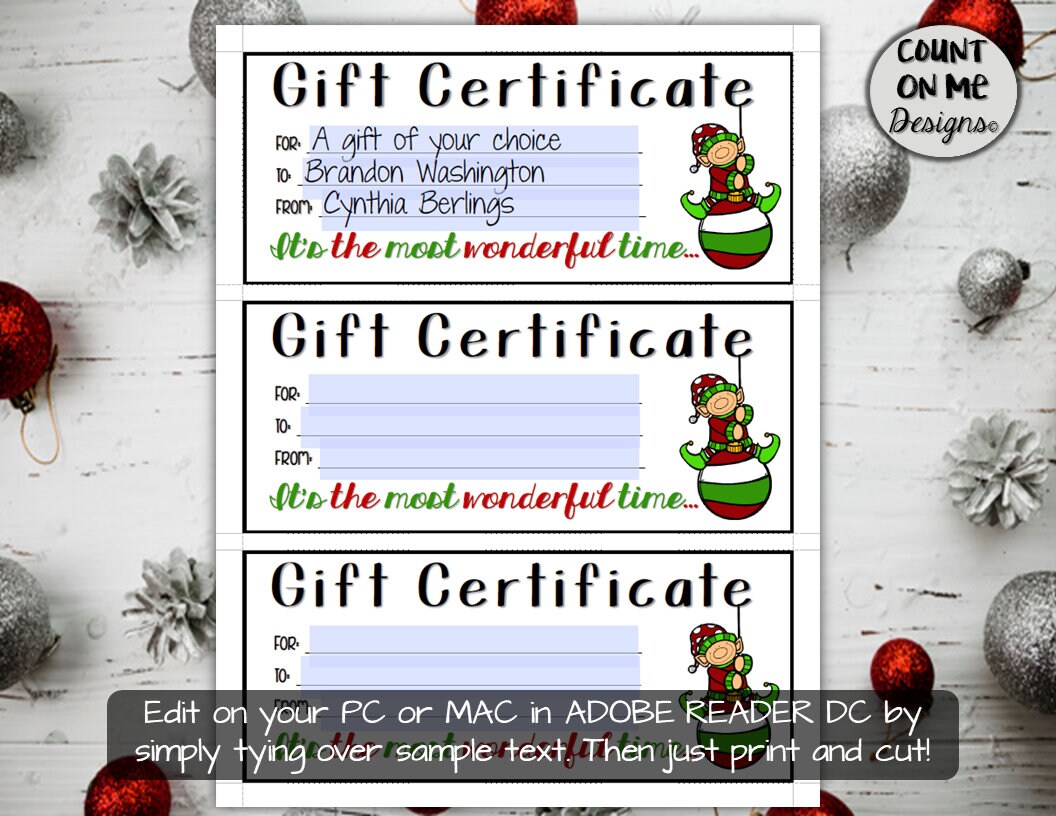 Printable Christmas Elf Gift Certificate - Etsy