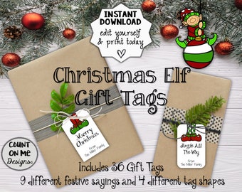 Elf Christmas Gift Tags - Etsy