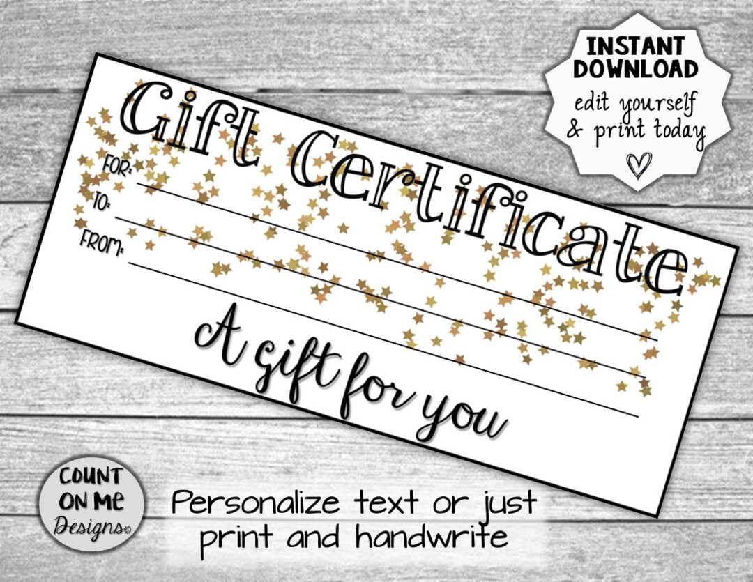 Printable Confetti Gift Certificate - Etsy