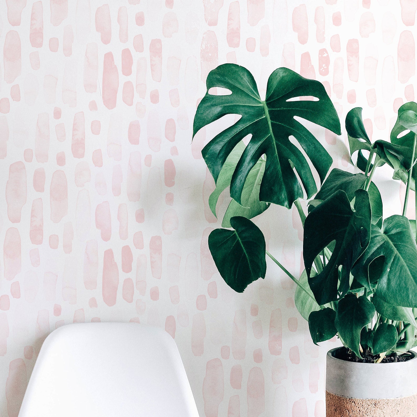 Hand Painted Wallpaper. Blush Color. Removable and Self - Etsy