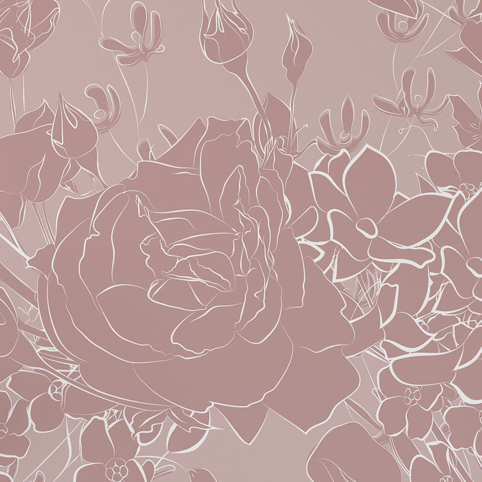 Dusty Rose Floral Wallpaper. Removable and Self Adhesive . - Etsy