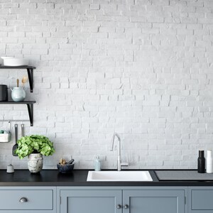 Realistic White Brick Wallpaper. Removable and Self Adhesive. Peel and ...