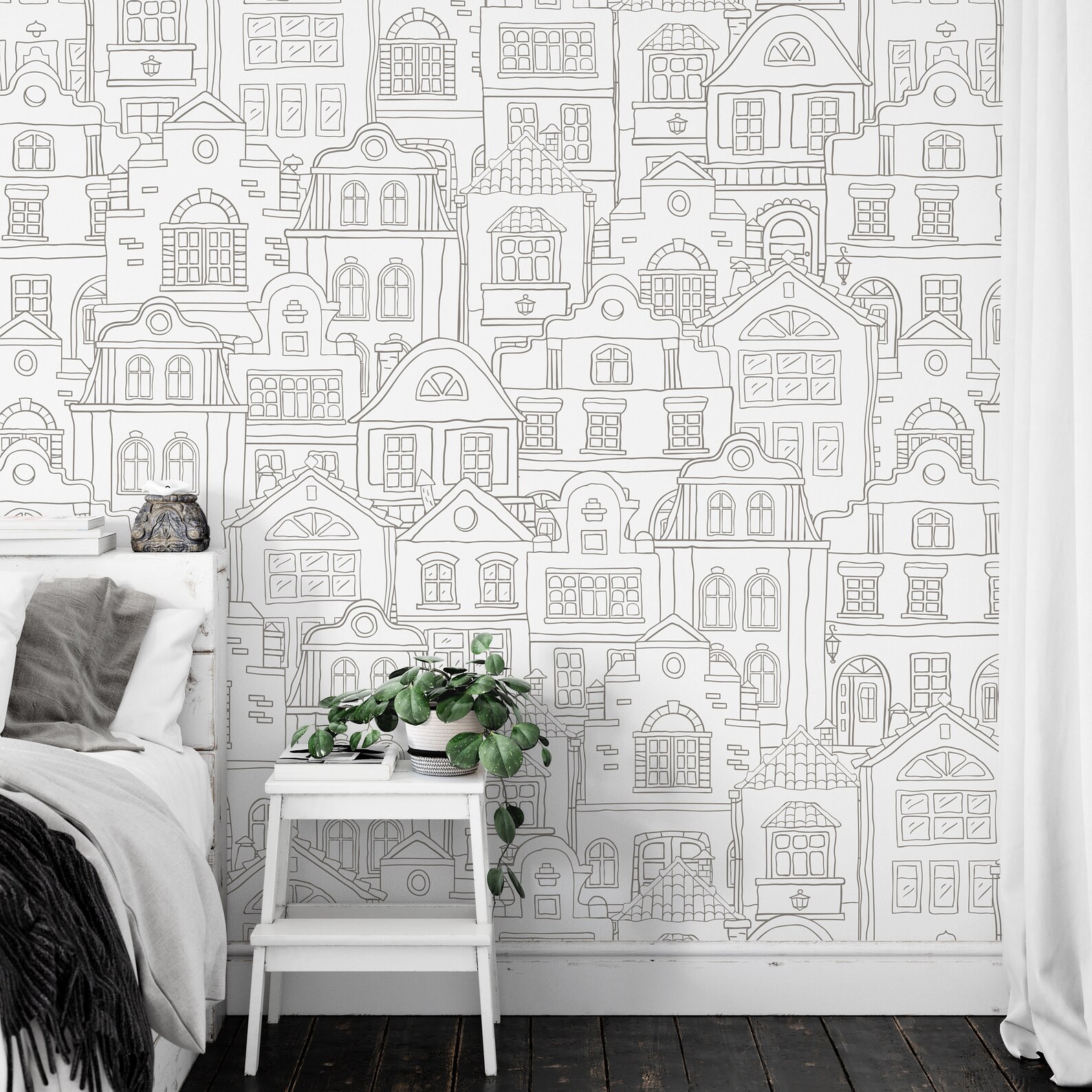 Modern Townhouse Wallpaper. Removable and Self Adhesive. Peel | Etsy