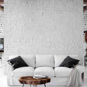 Realistic White Brick Wallpaper. Removable and Self Adhesive. Peel and ...