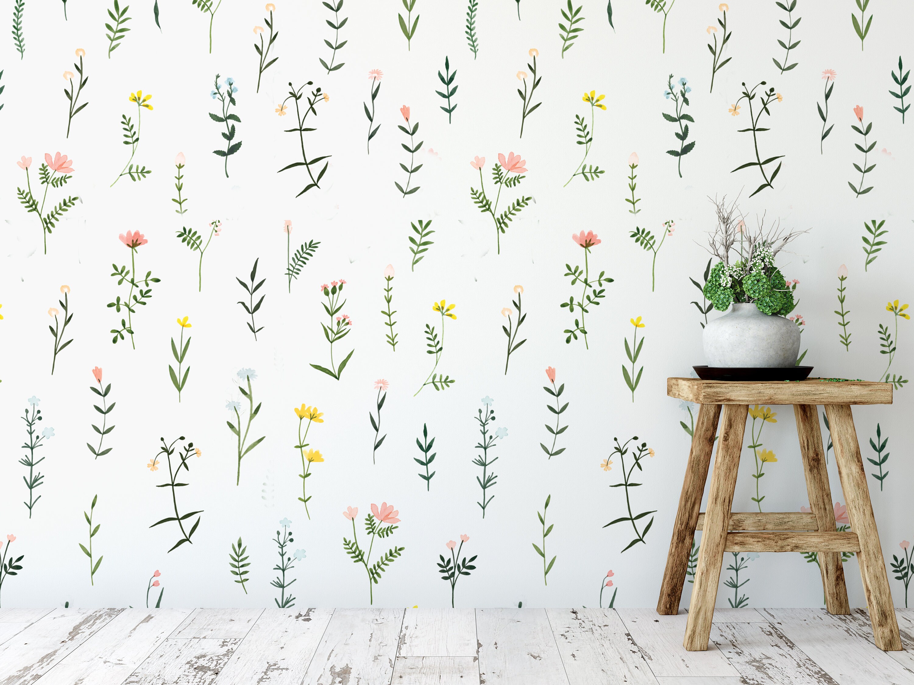 Floral Wallpaper. Removable and Self Adhesive. Peel and Stick - Etsy