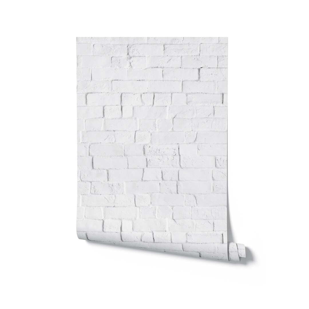 Realistic White Brick Wallpaper. Removable and Self Adhesive. Peel and ...