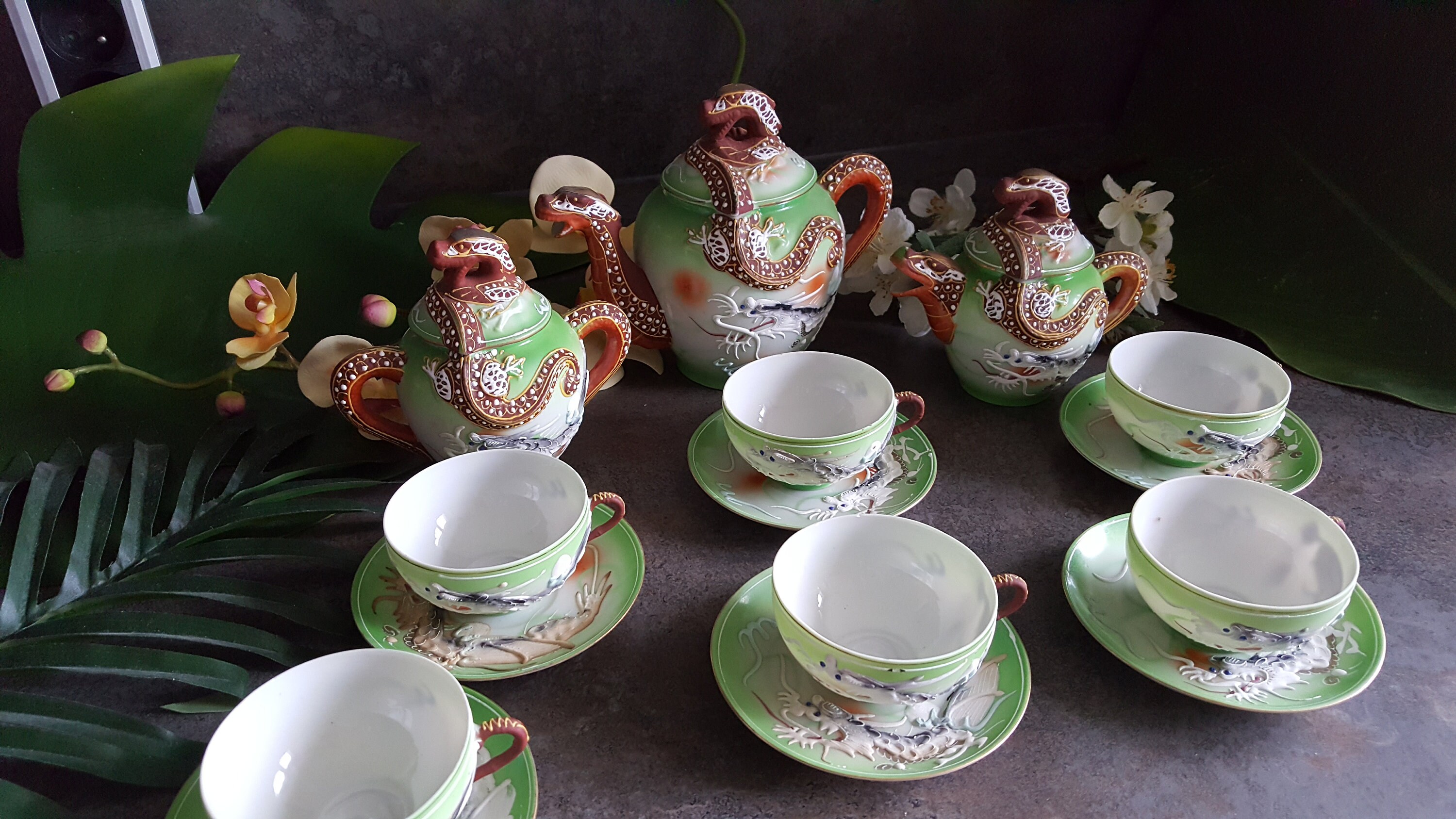 Ancient Tea Set in Porcelain Dragon Japan Antique Vintage - Etsy UK