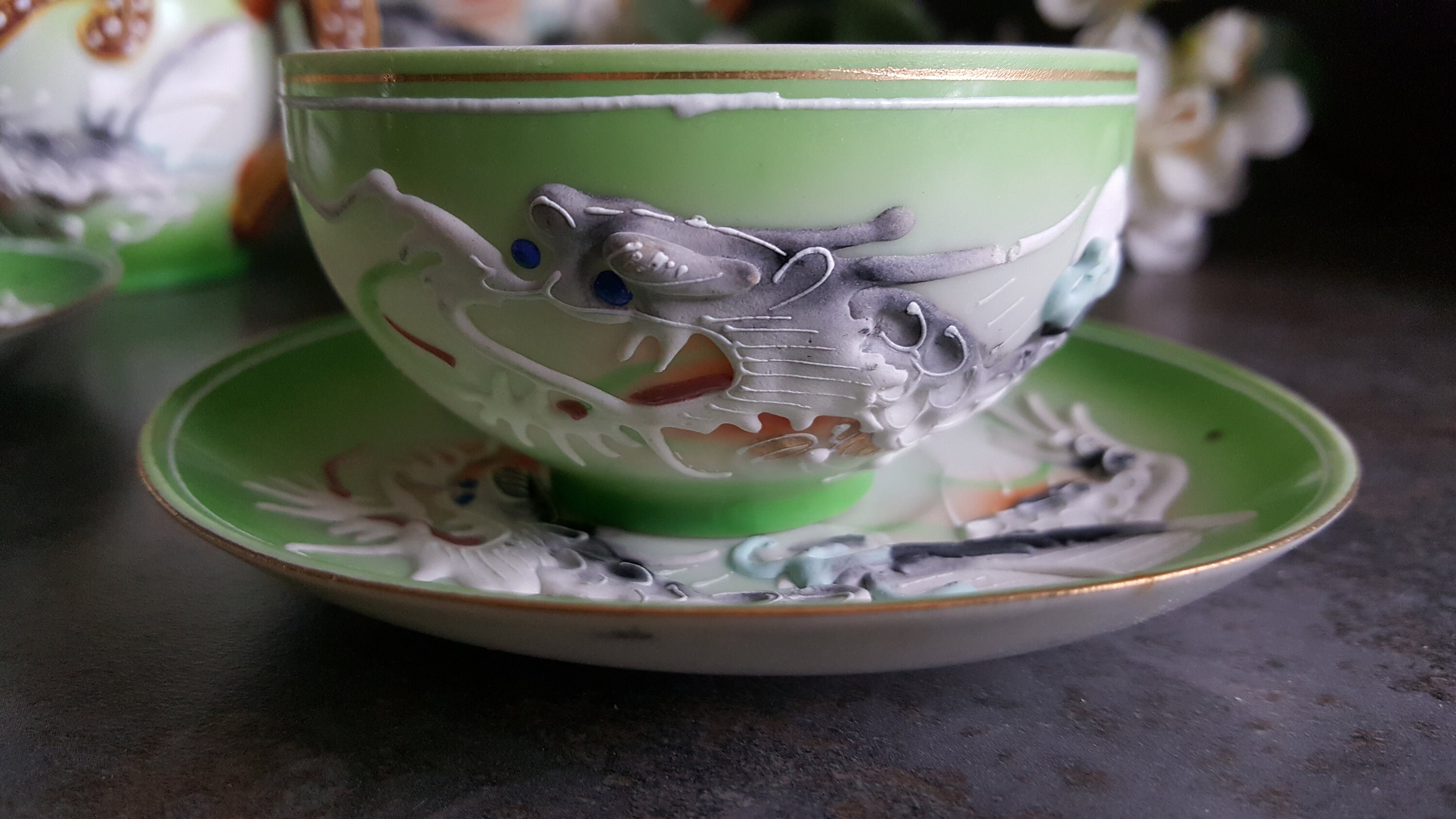 Ancient Tea Set in Porcelain Dragon Japan Antique Vintage - Etsy UK