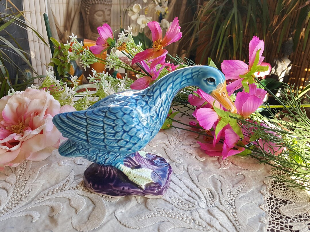Vintage Chinese Porcelain Duck, Turquoise Blue, 15 Cm - Etsy