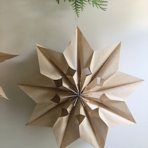 Kraft Paper Star Snowflakes Set of 3/handmade, Paper Ornament/paper Bag ...