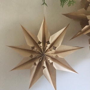 Kraft Paper Star Snowflakes Set of 3/handmade, Paper Ornament/paper Bag ...