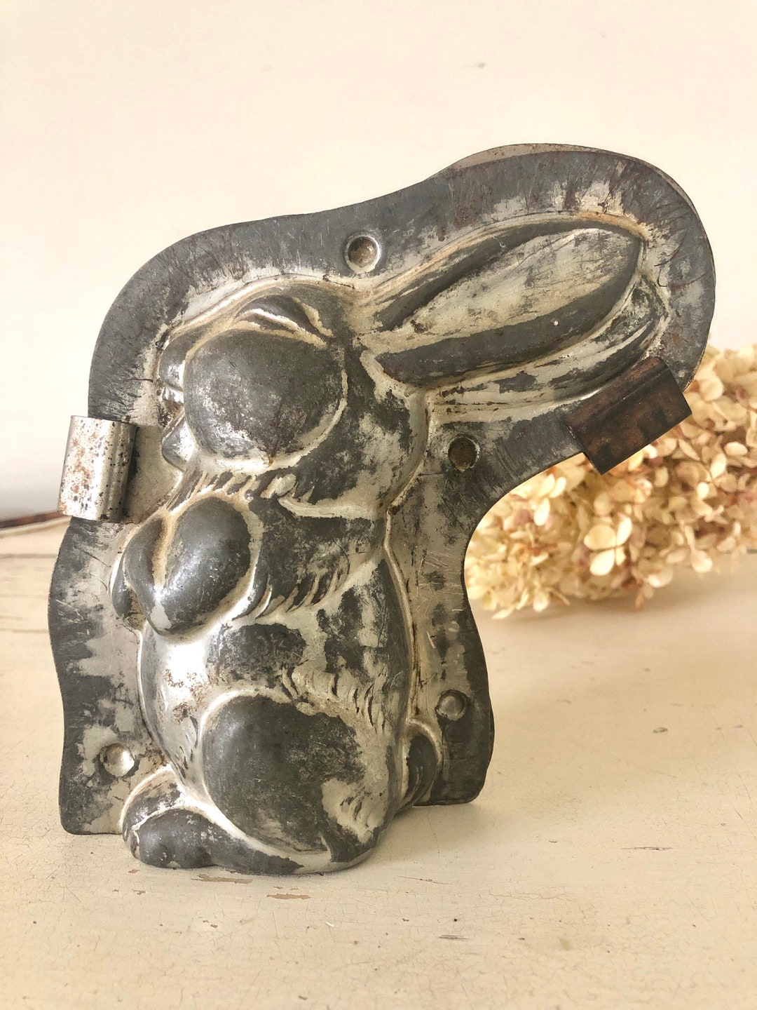 Antique Chocolate Mold, Rabbit Chocolate Mold, Laughing Rabbit Metal ...