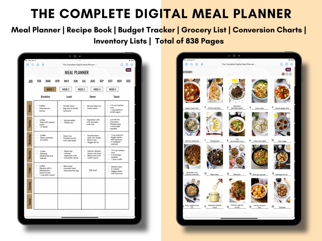The Complete Digital Meal Planner | Weekly Meal Planner | Recipe Book ...