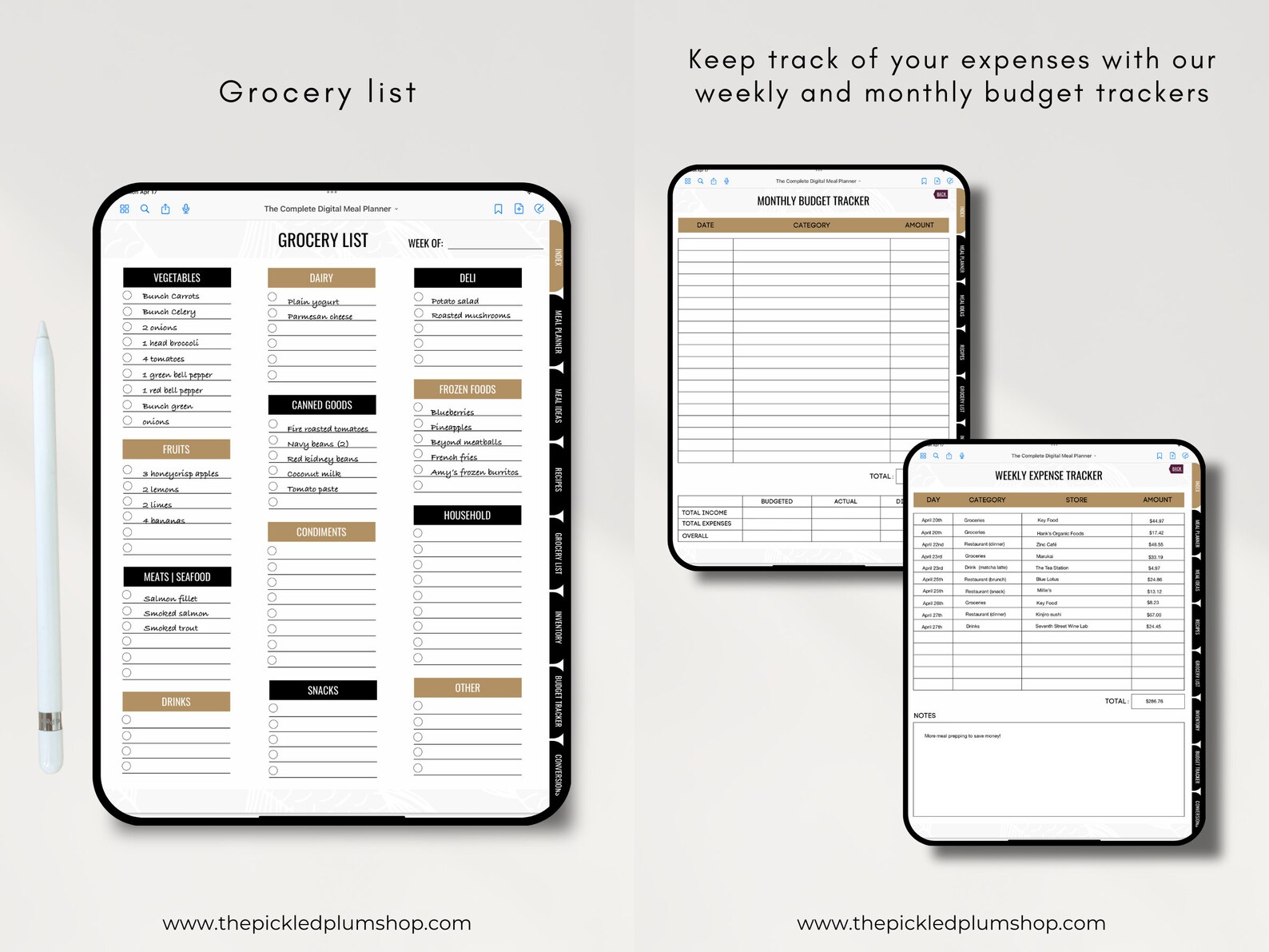 The Complete Digital Meal Planner | Weekly Meal Planner | Recipe Book ...