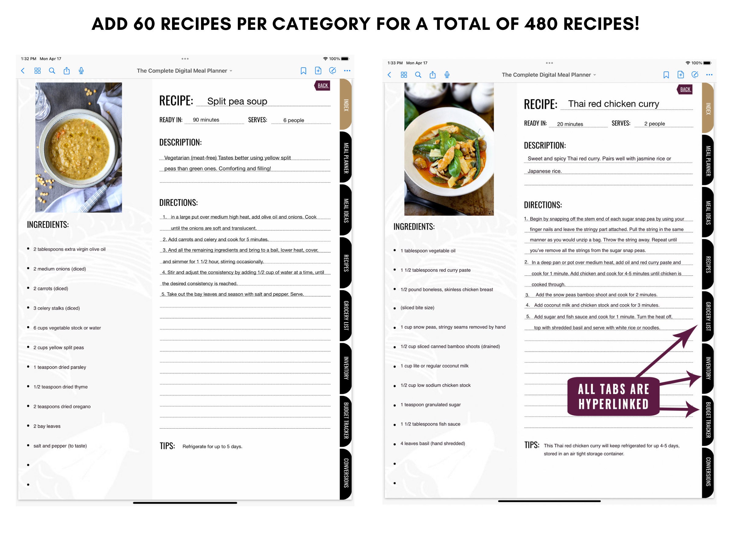 The Complete Digital Meal Planner Weekly Meal Planner Recipe Book ...