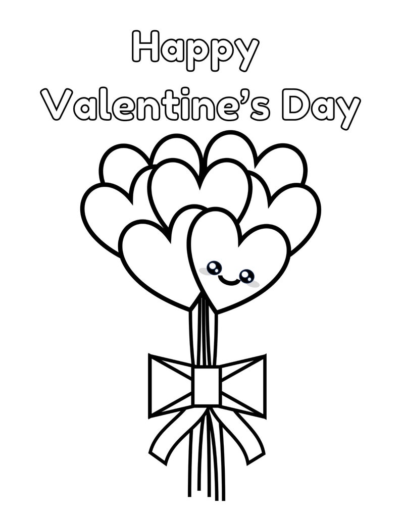 KAWAII VALENTINE COLORING - Etsy
