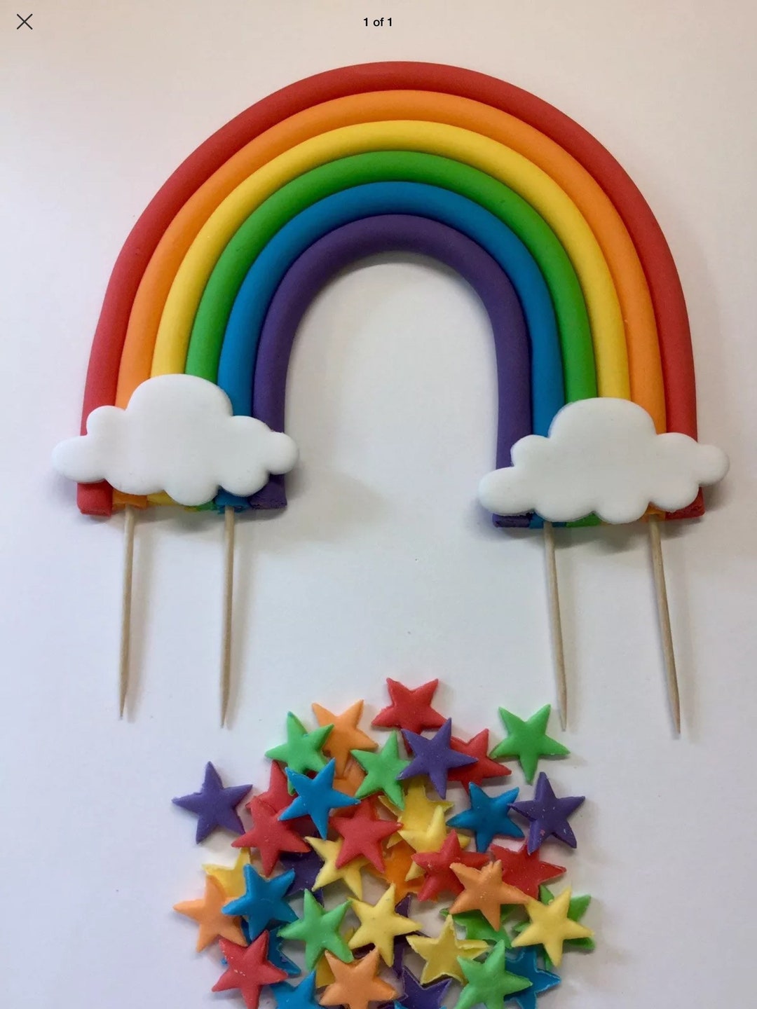 Edible Rainbow Cake Topper Decoration, Plus 24 Stars, Sugar Paste ...