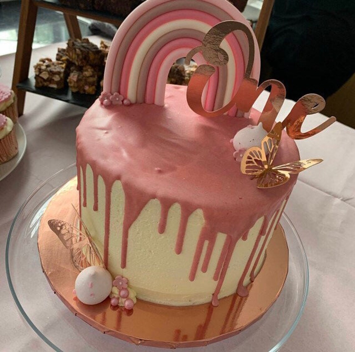 Edible Pink Rainbow Cake Topper Decoration. 5.5inches - Etsy UK