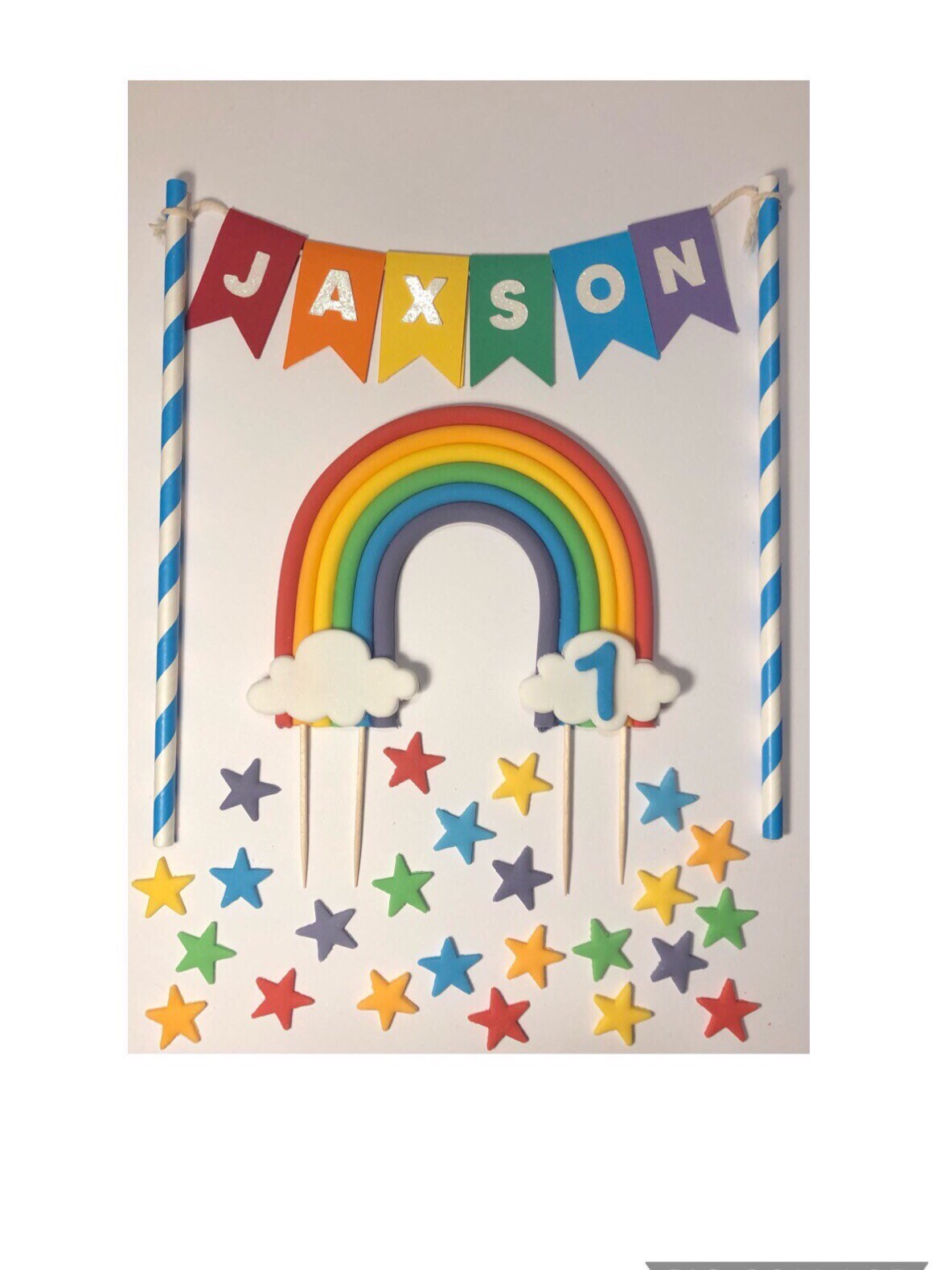 Edible Rainbow Cake Topper Decoration With Personalised Cake - Etsy