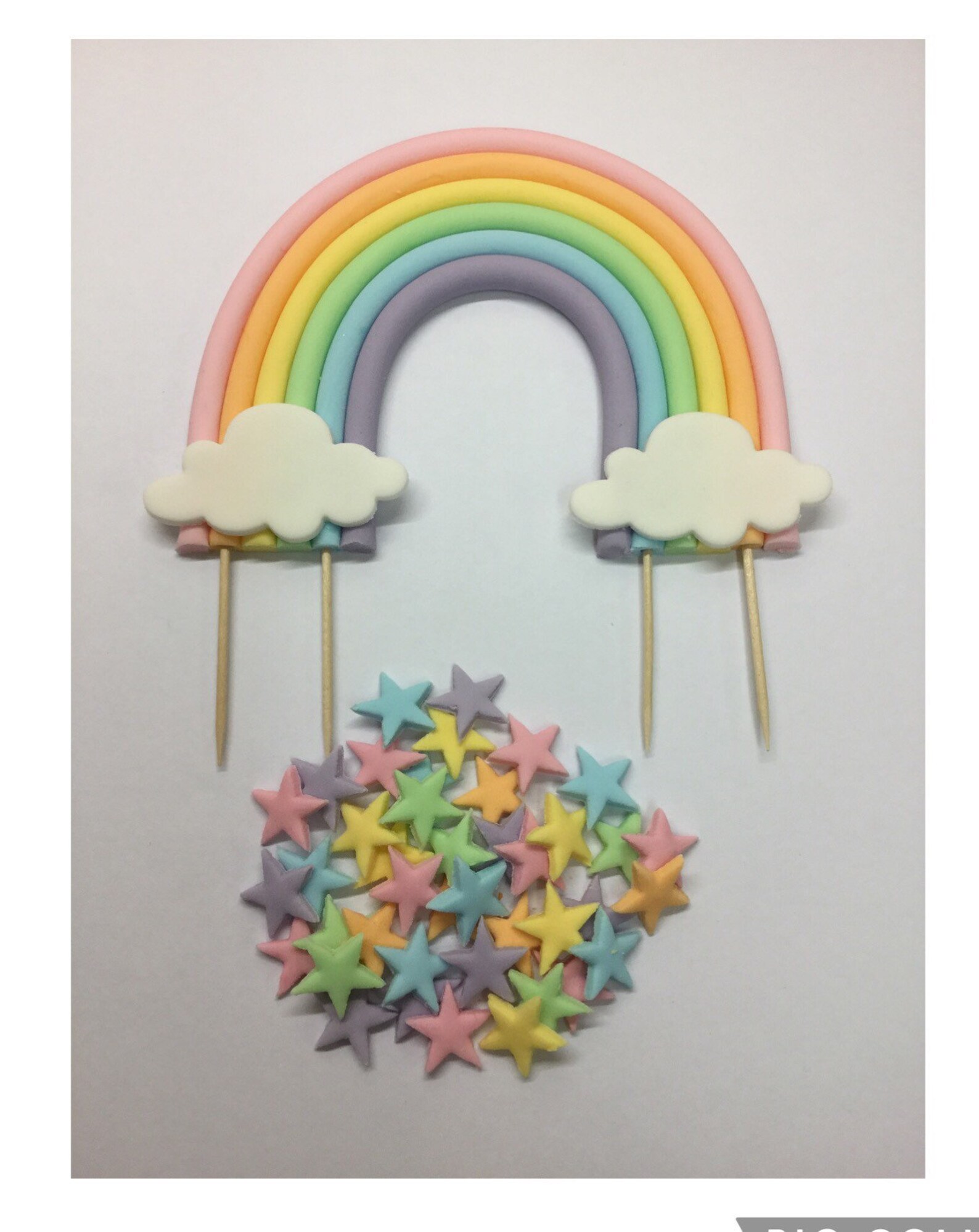 Edible Rainbow Cake Topper Decoration Plus 24 Stars Sugar | Etsy