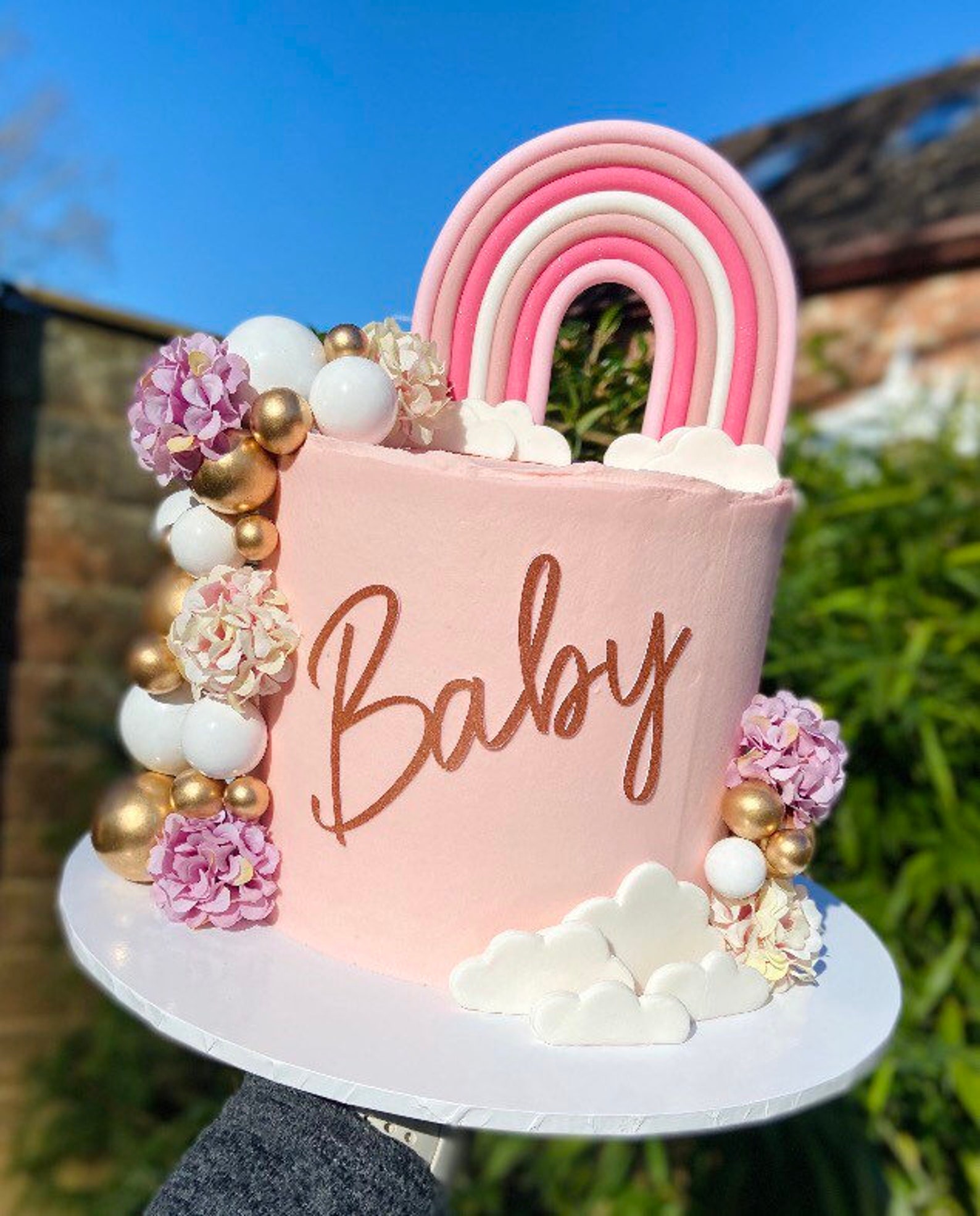 Edible Pink Rainbow Cake Topper Decoration. 5.5inches - Etsy UK