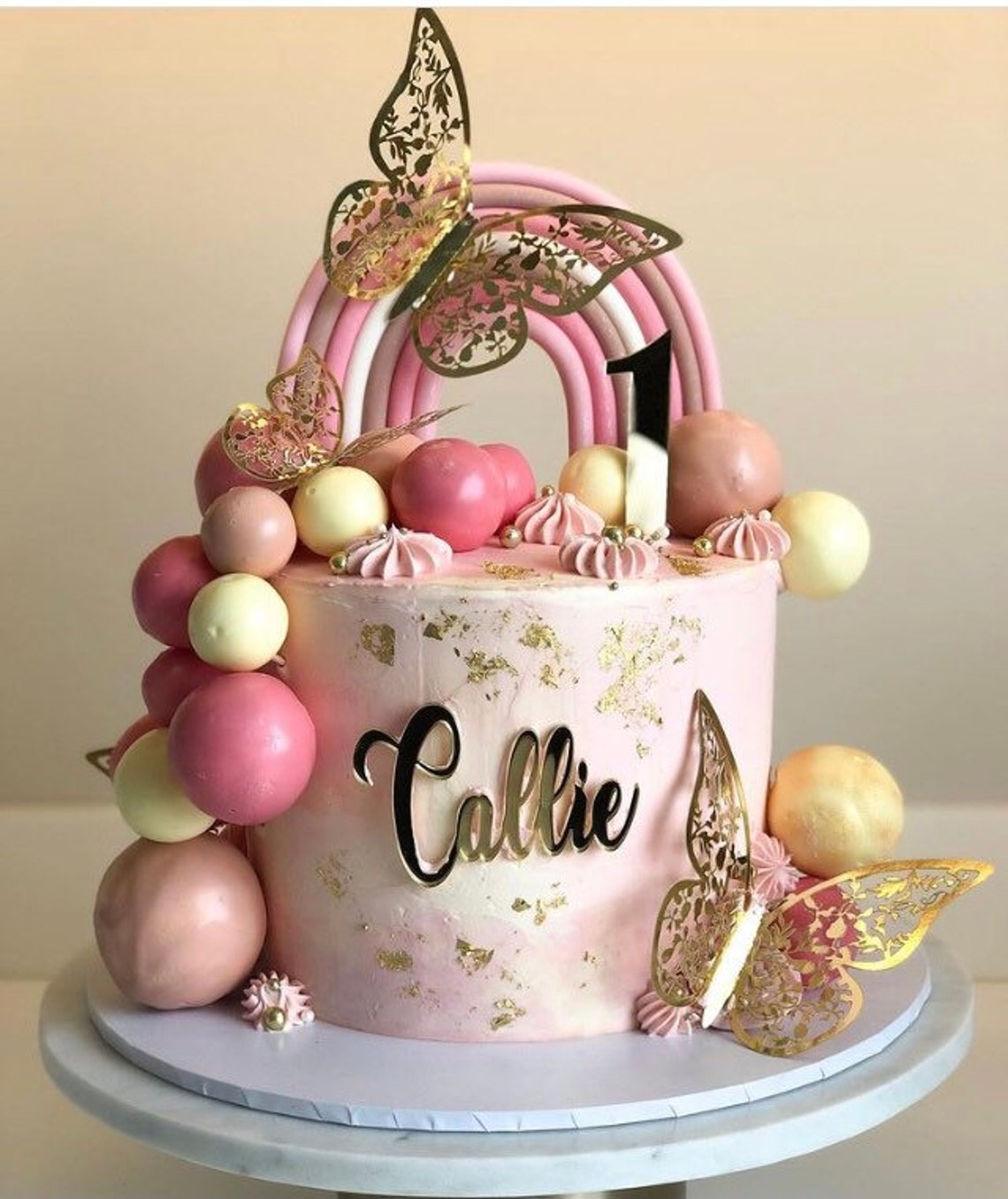 Edible Pink Rainbow Cake Topper Decoration. 5.5inches - Etsy UK