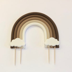 Brown Ombré Rainbow Cake Topper Fondant Decoration First Birthday. 1st ...