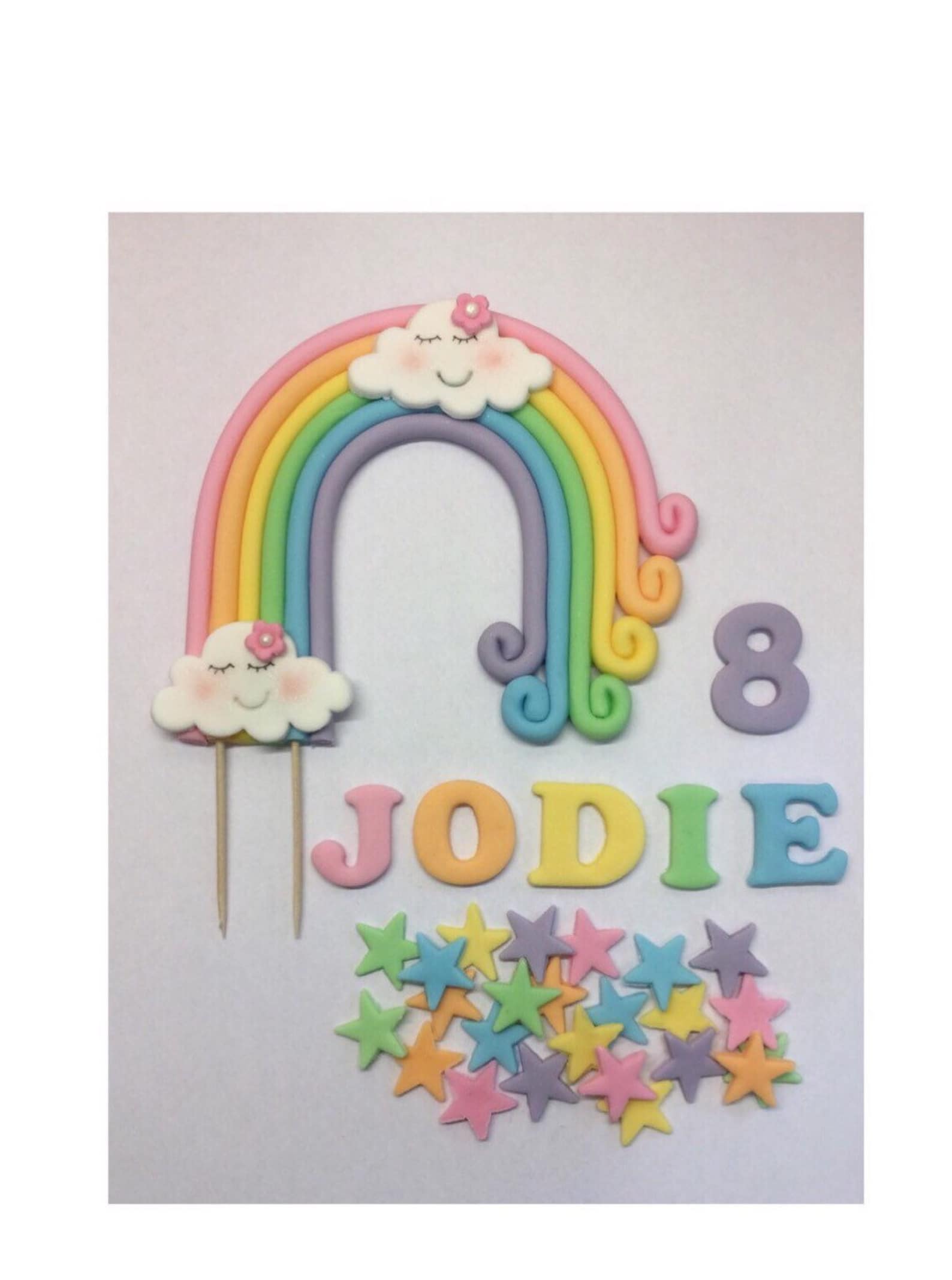 Personalised Rainbow Cake Topper Decoration. Edible Sugar - Etsy