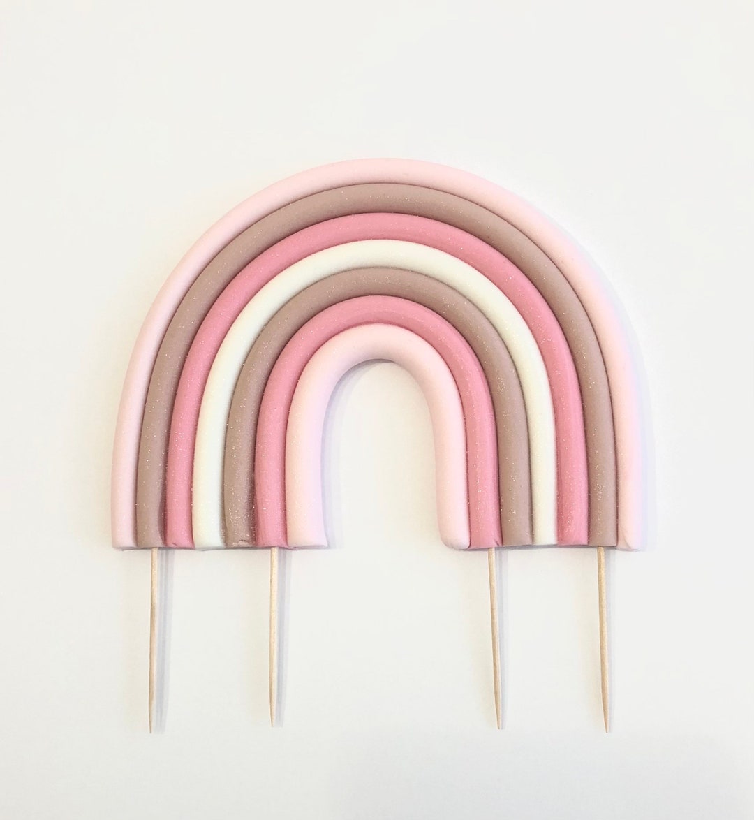 Edible Pink Rainbow Cake Topper, Decoration. 5.5inches Wide.sugar Paste ...