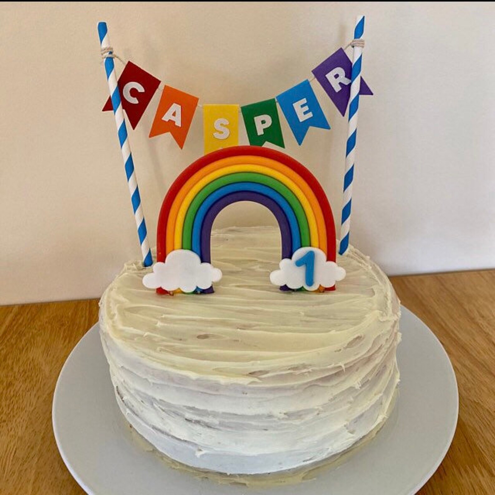 Edible Rainbow Cake Topper Decoration With Personalised Cake - Etsy