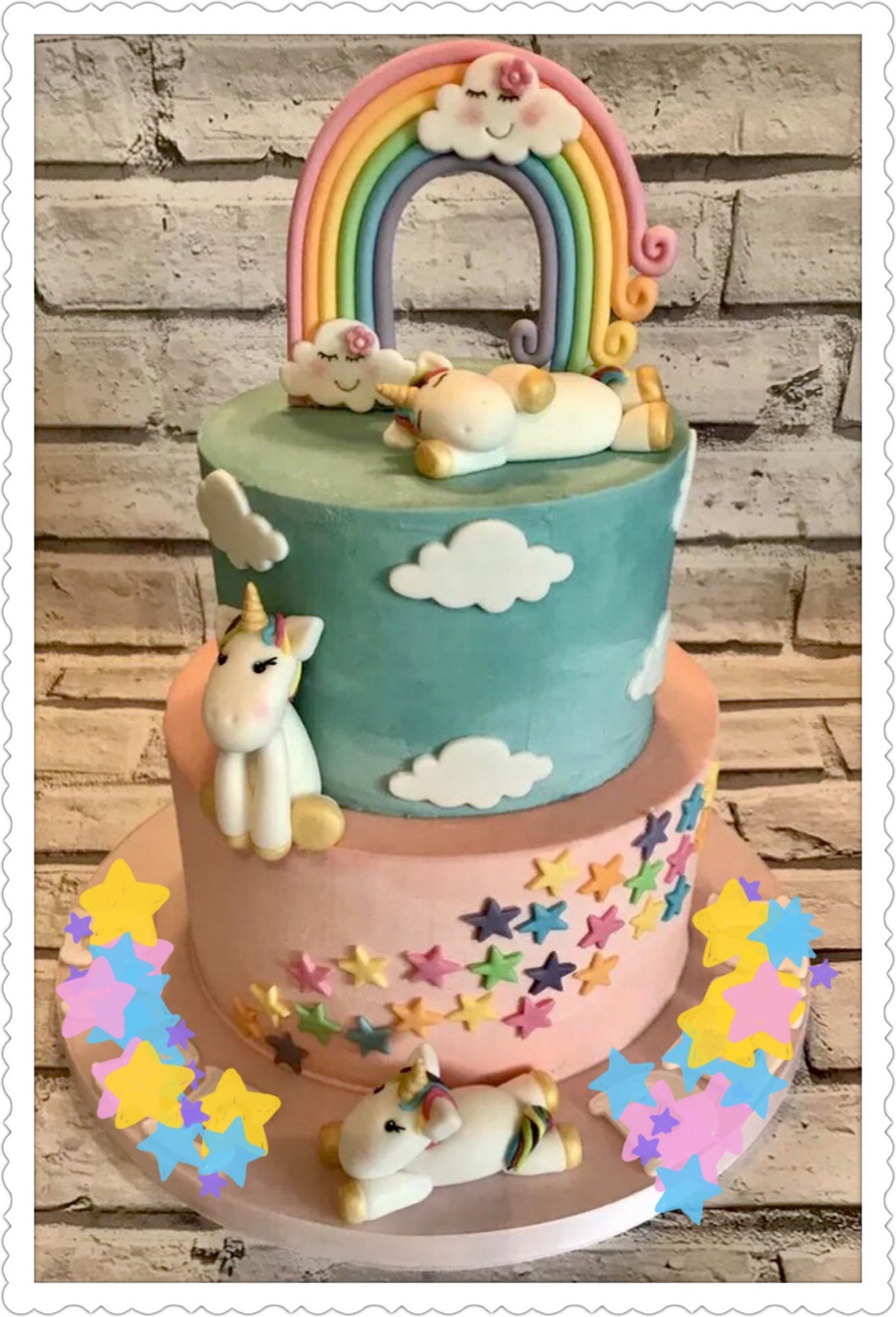 Personalised Rainbow Cake Topper Decoration. Edible Sugar - Etsy