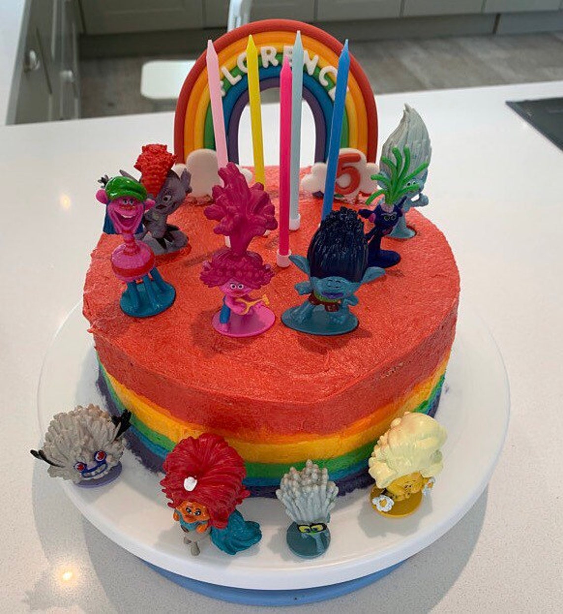 Personalised Rainbow cake topper decoration. edible fondant | Etsy