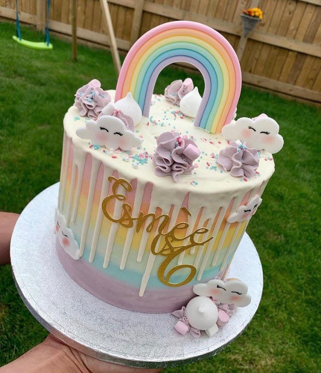 Edible Rainbow Cake Topper Decoration. Sugar Paste Fondant | Etsy UK