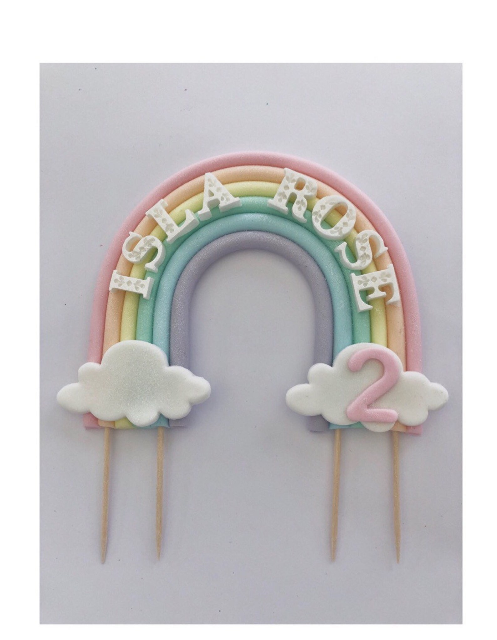 Personalised Rainbow Cake Topper Decoration. Edible Fondant - Etsy UK