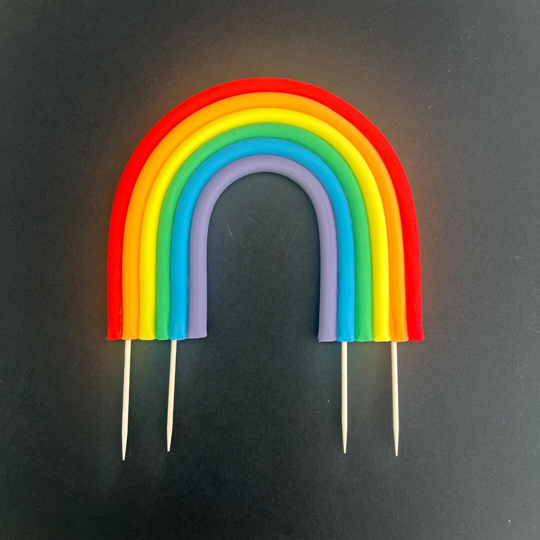 Edible Rainbow Cake Topper, Decoration. Sugar Paste, Fondant, Bright ...