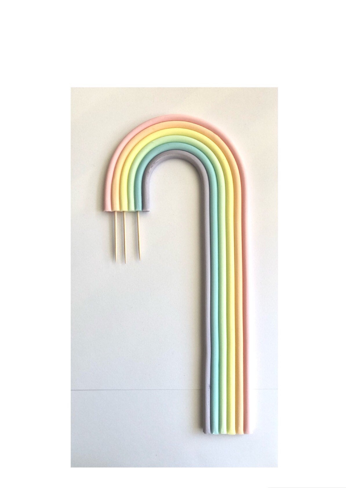Large Rainbow Cake Topper Decoration. Pale Pastel, Sugar Paste Fondant ...