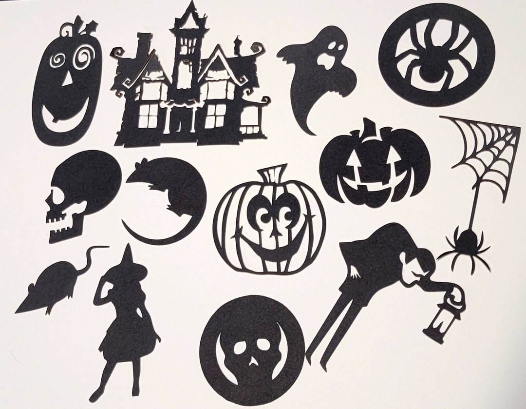 Set of 13 Halloween Themed Die Cut Outs ( Fall Decor, Card Making ...