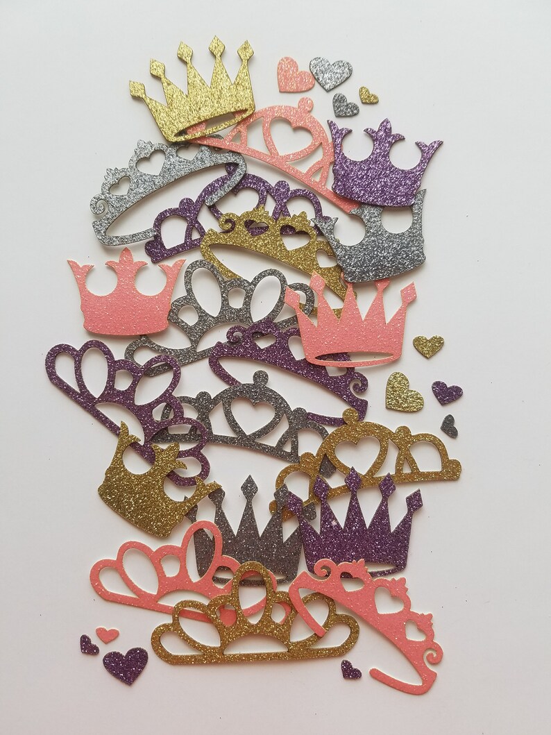 Set of 50 Glitter Princess/prince Crown Die Cut Outs ( Party Decor ...