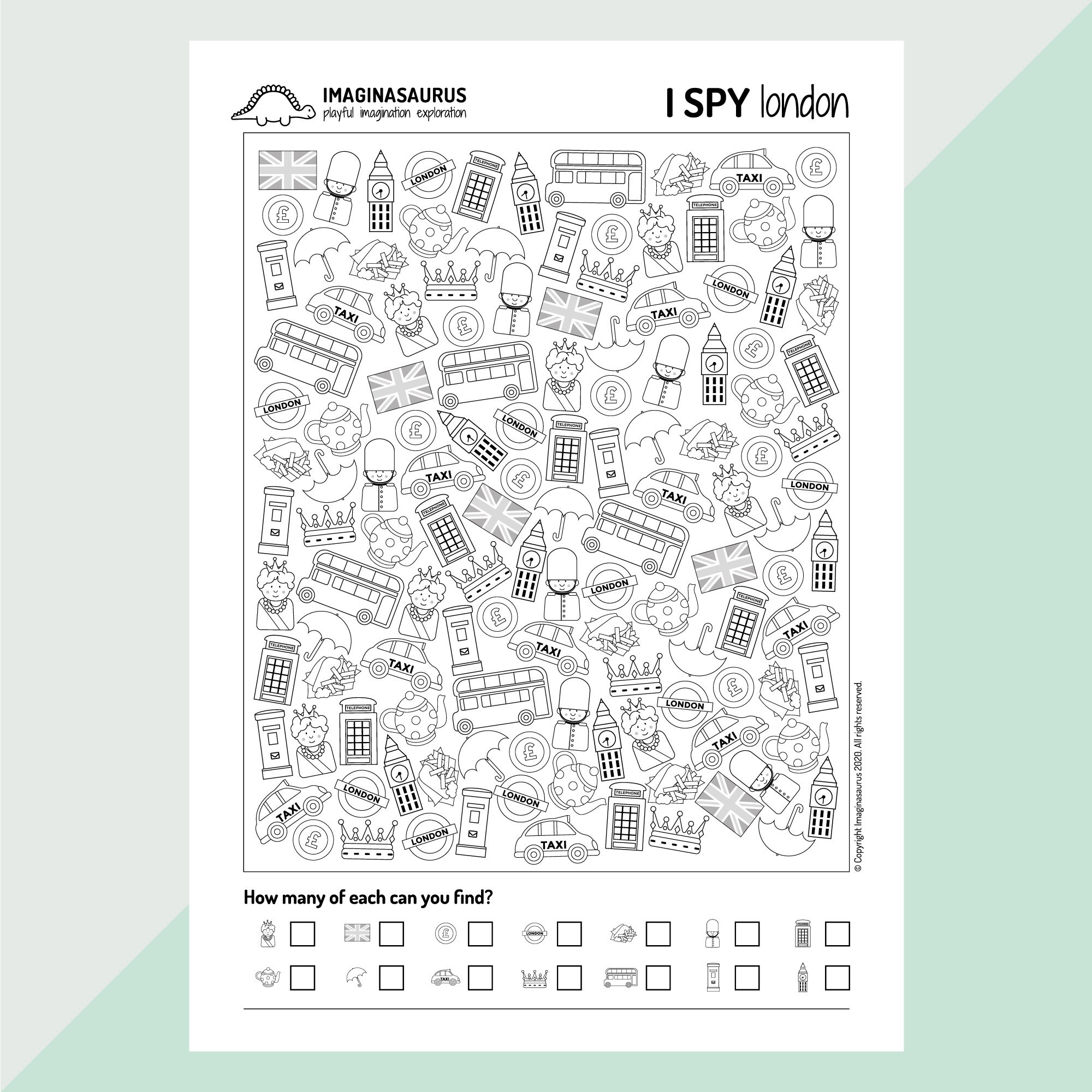 London I Spy Activity Sheet London Colouring Sheet Kids | Etsy UK
