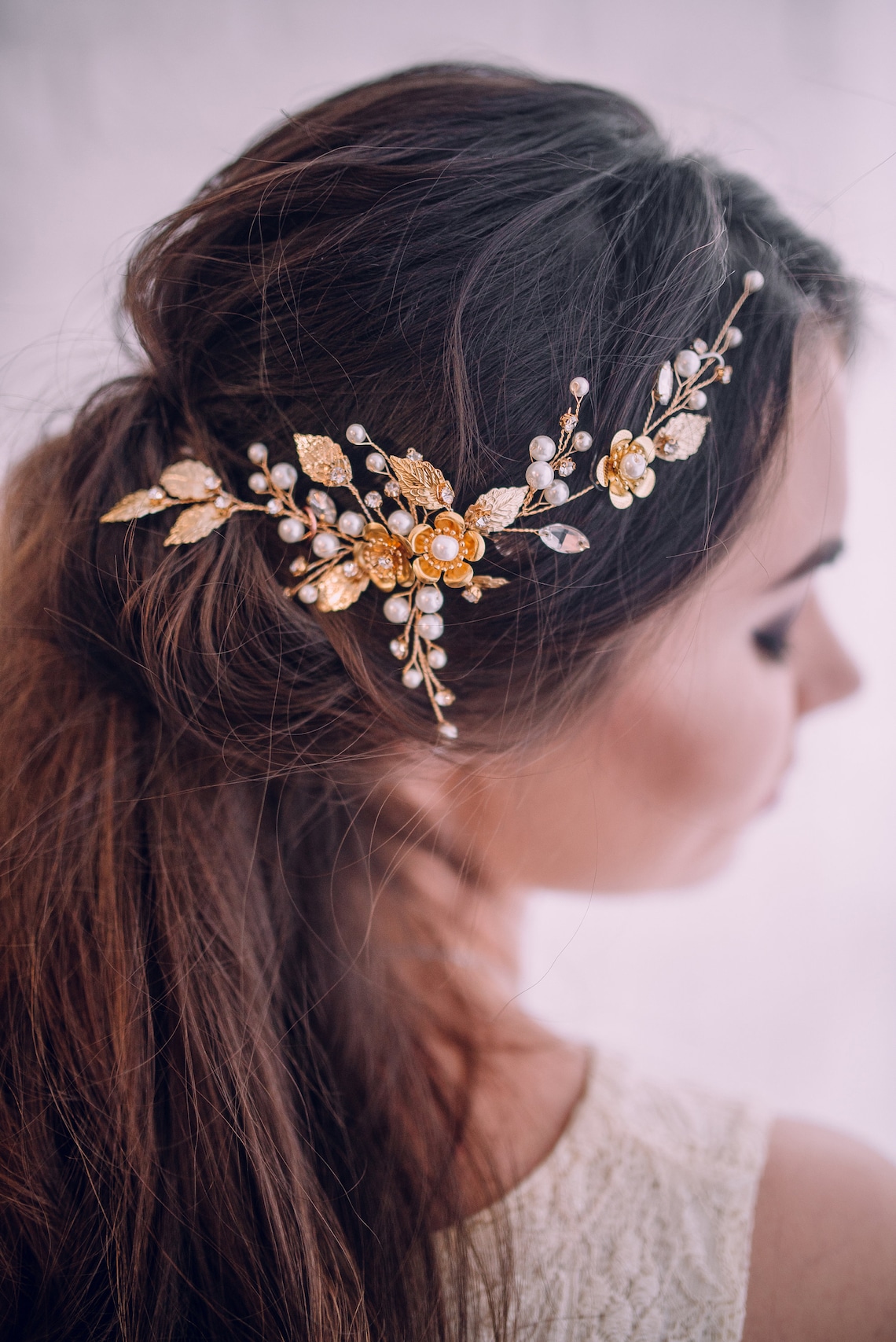 Gold hair accessories-Gold Bridal hair vine-Wedding hair | Etsy