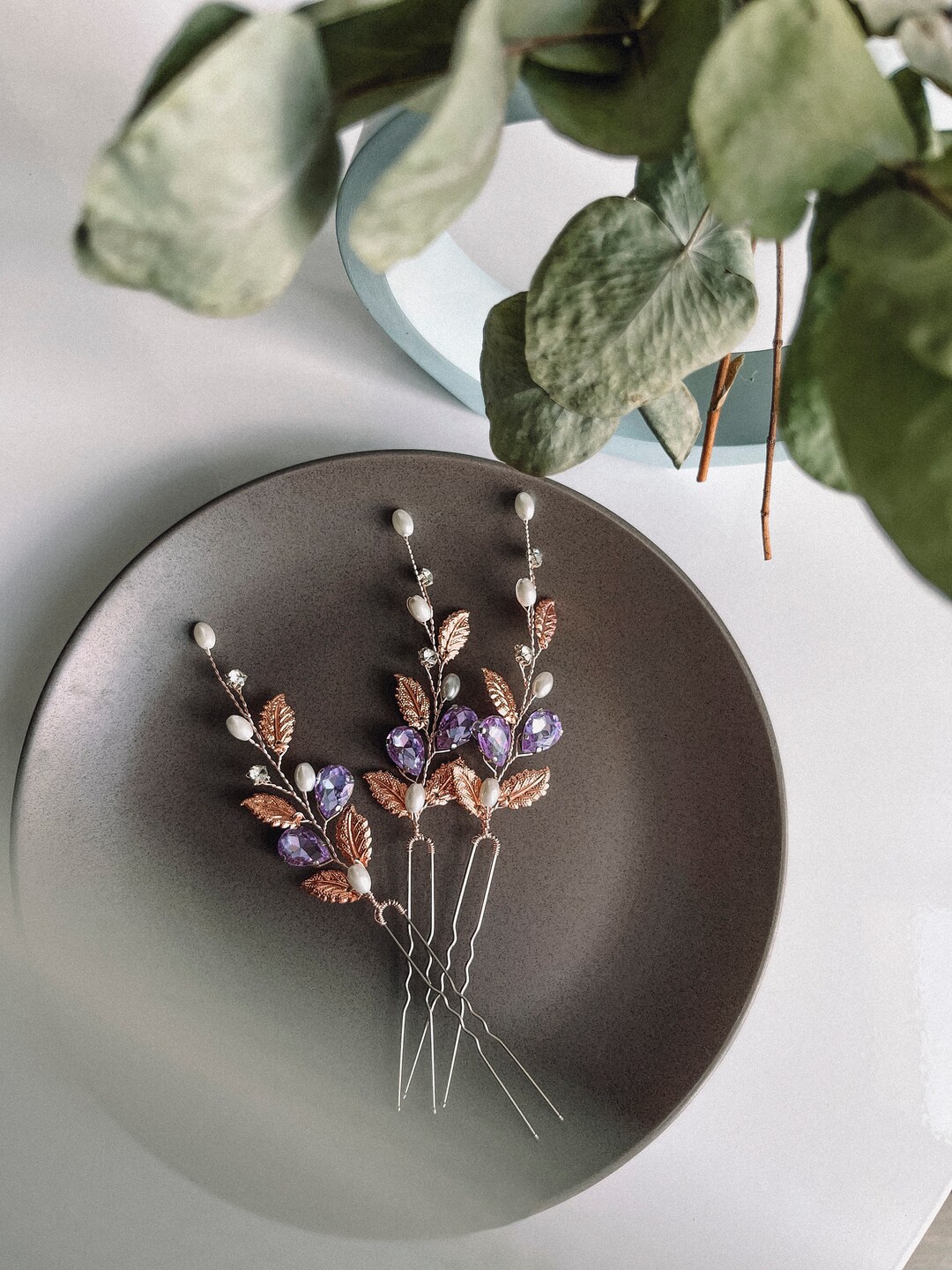 Purple Hair Pins-bridal Purple Hair Pins-purple Wedding Hair Accesories ...