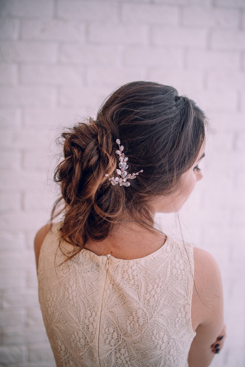 Rose gold hair pins-Crystal hair pins-Bridal hair pins-Wedding | Etsy