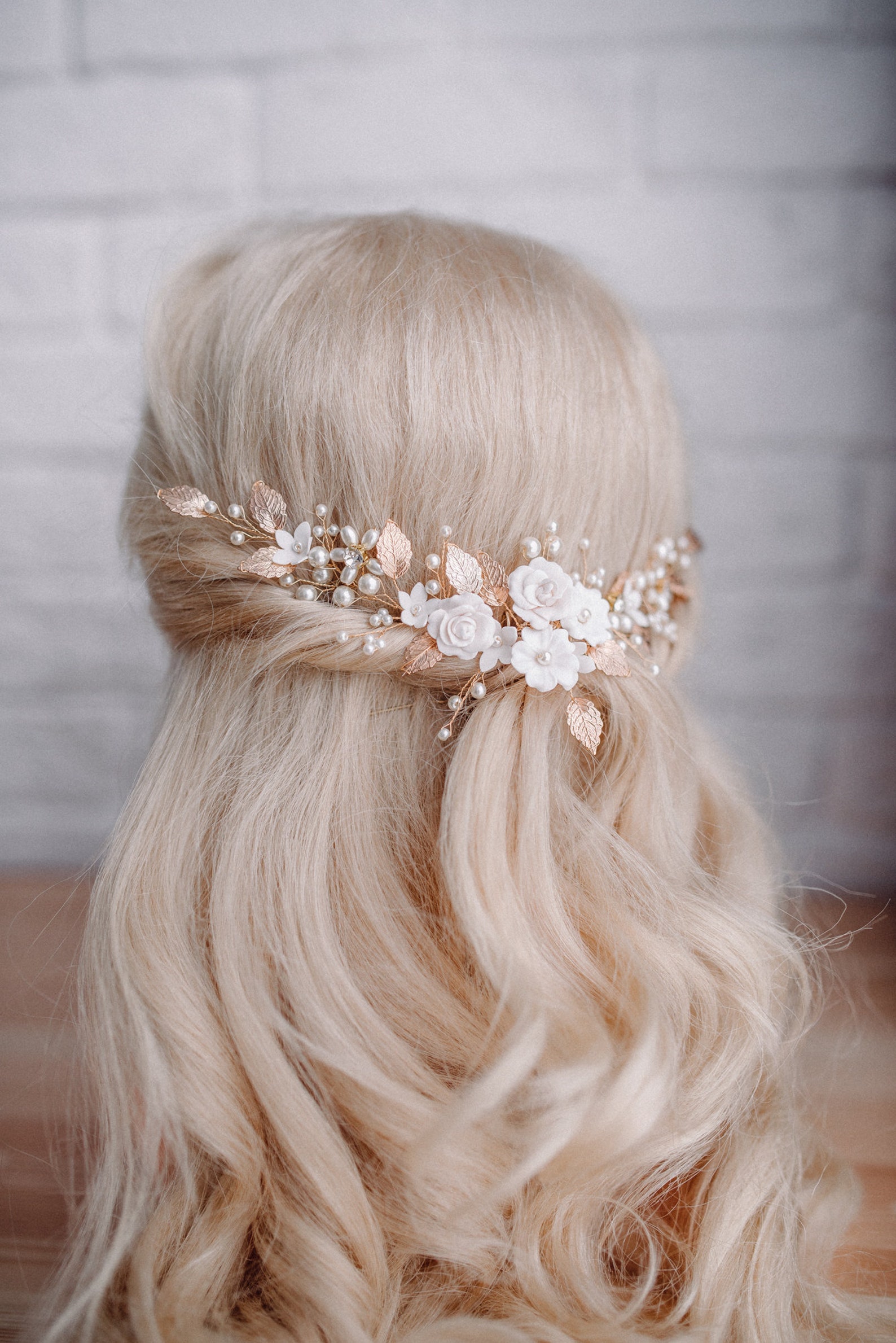 Floral hair piece-Headpiece for boho wedding-Bridal hair | Etsy
