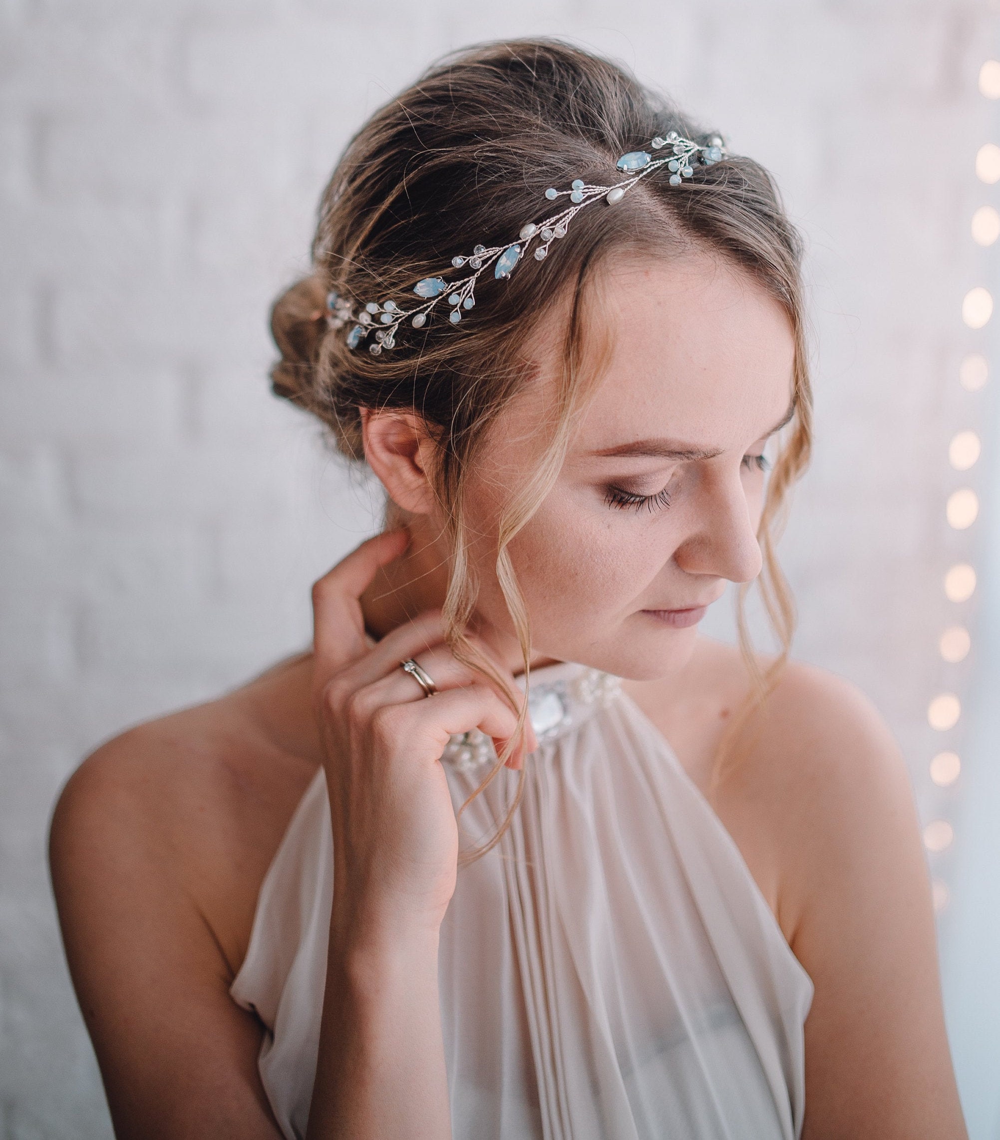 Blue Hair Accessories-crystal Hair Vine-something Blue-bridal | Etsy