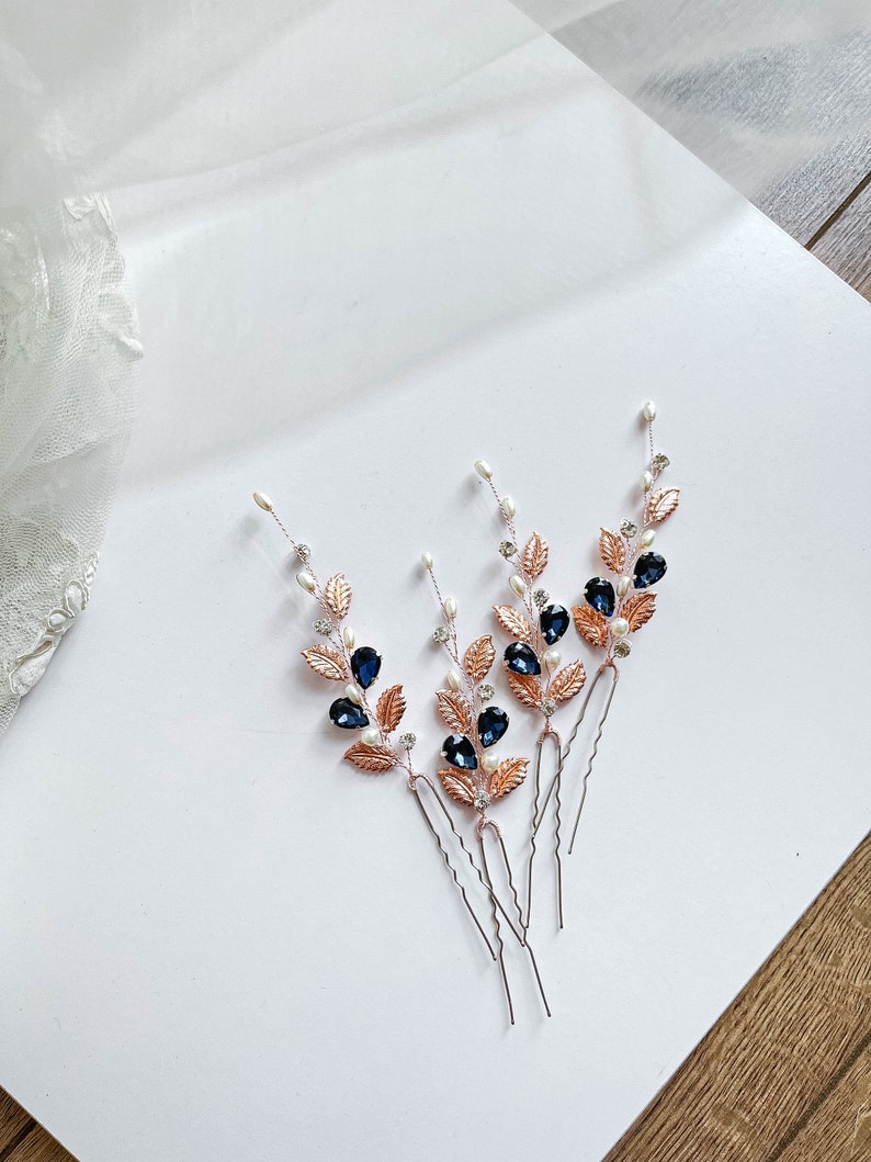 Forcine per capelli da sposa in oro rosa: fermaglio per capelli da ...